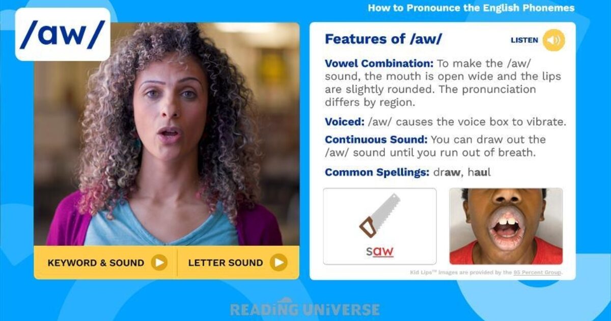 Reading Universe | How to Pronounce the /aw/ Sound
