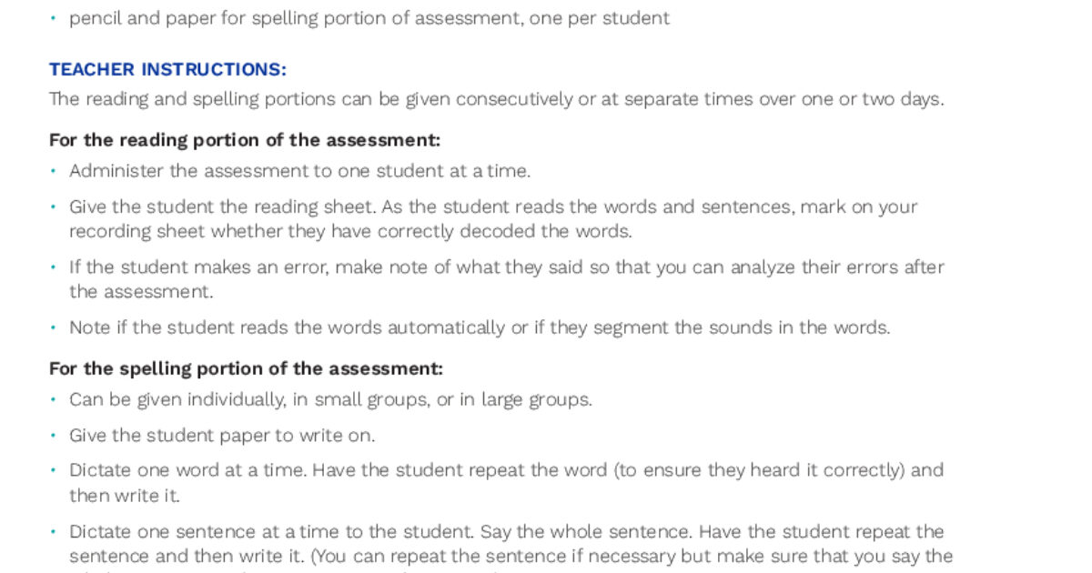Reading Universe | Assessment: Consonant '-le' in Reading and Spelling