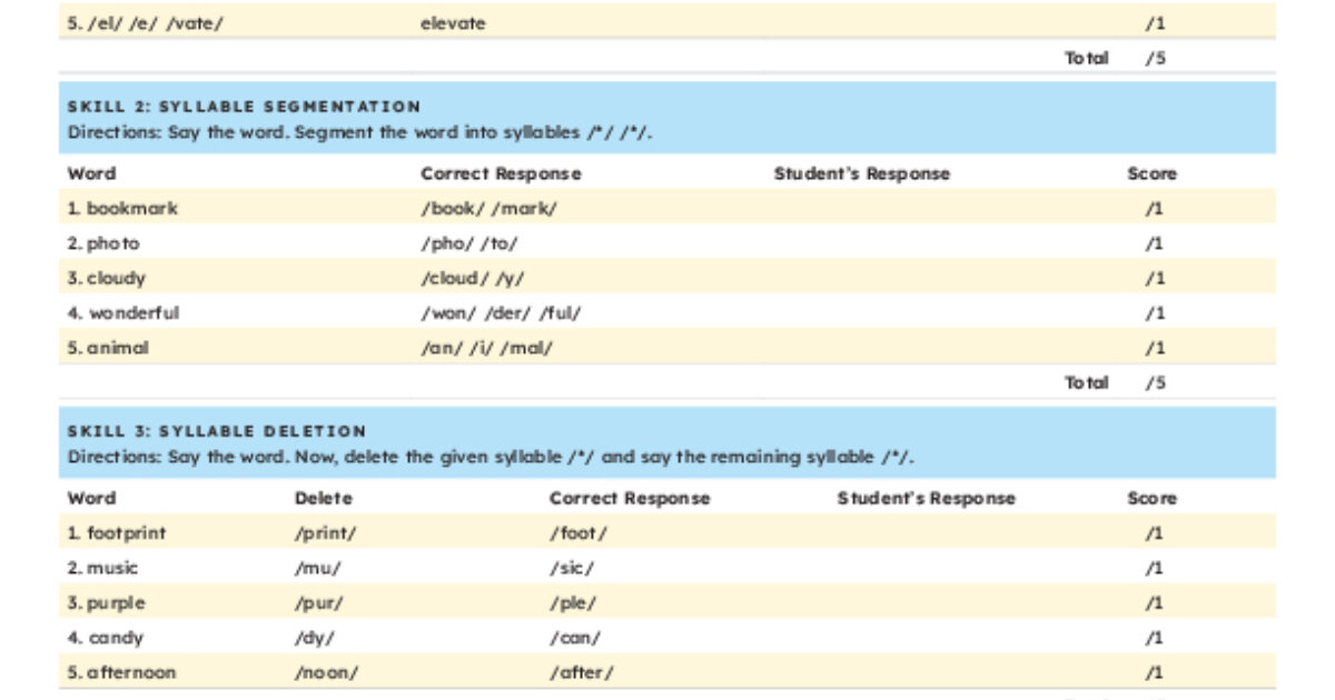 Reading Universe | Syllable Awareness Assessments for Mastery