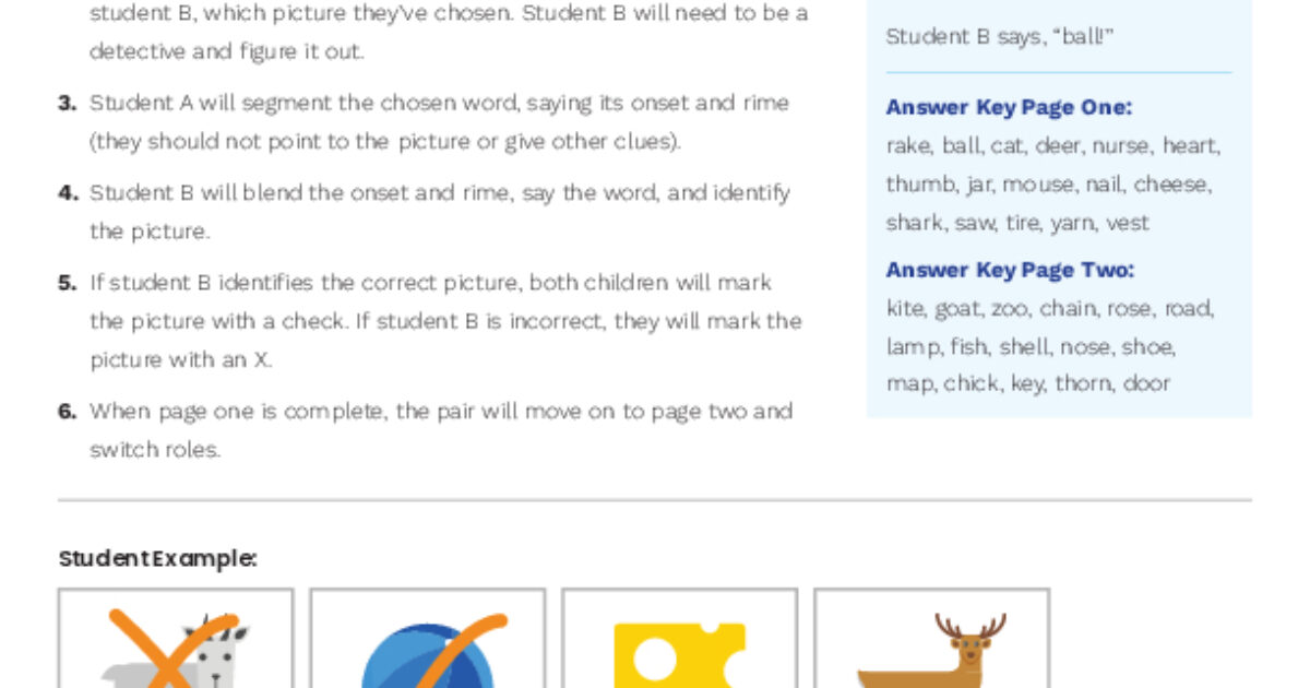 Reading Universe | Student Practice Activity: Onset Rime Detective