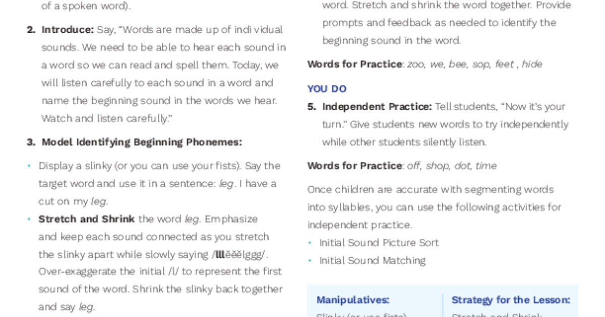Reading Universe | Identifying Beginning Phonemes Lesson Plan
