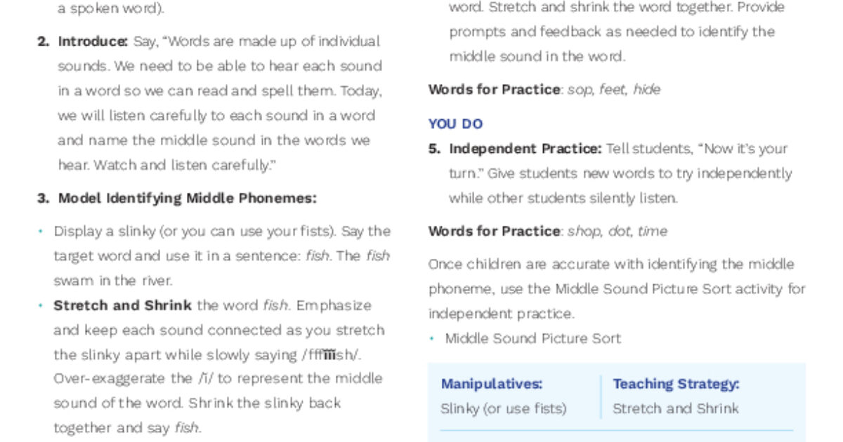 Reading Universe | Identifying Middle Phonemes Lesson Plan