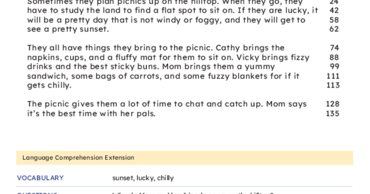 Reading Universe | Decodable — A Picnic with Pals