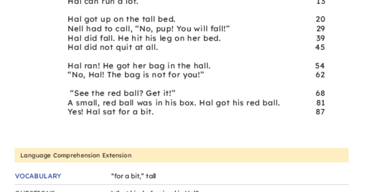 Reading Universe | Decodable — Hal and the Red Ball