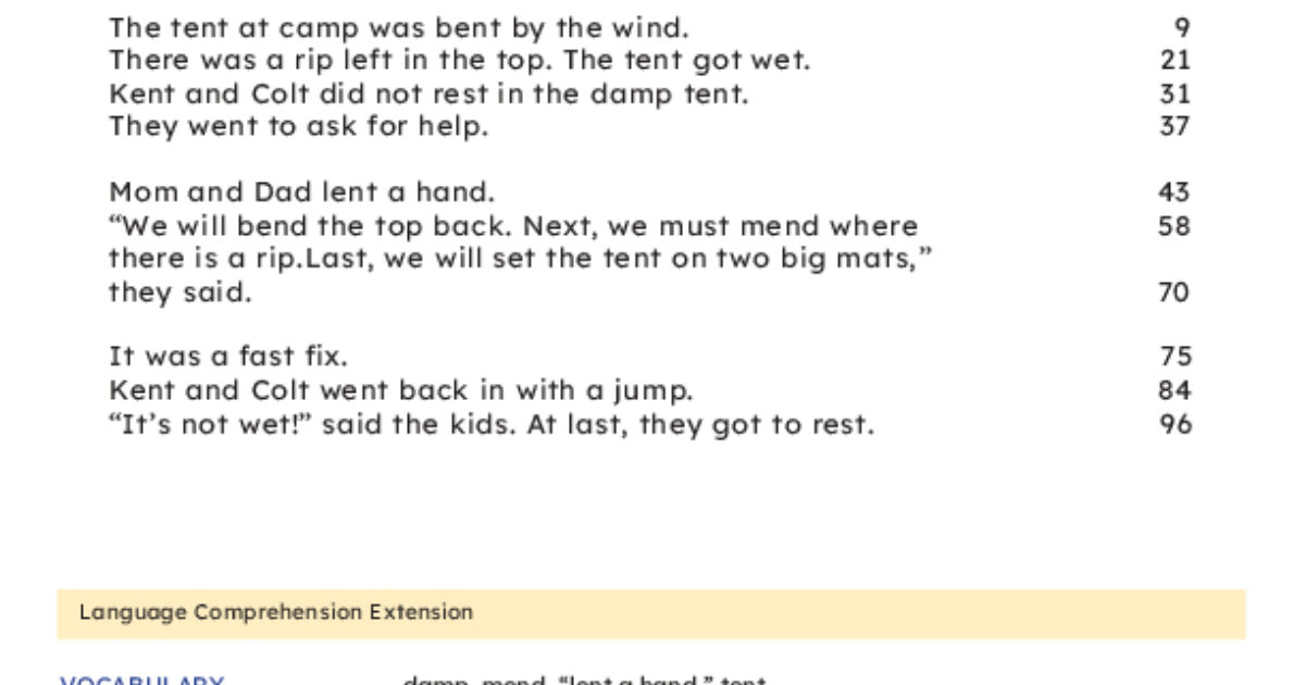 Reading Universe | Decodable — The Bent Tent