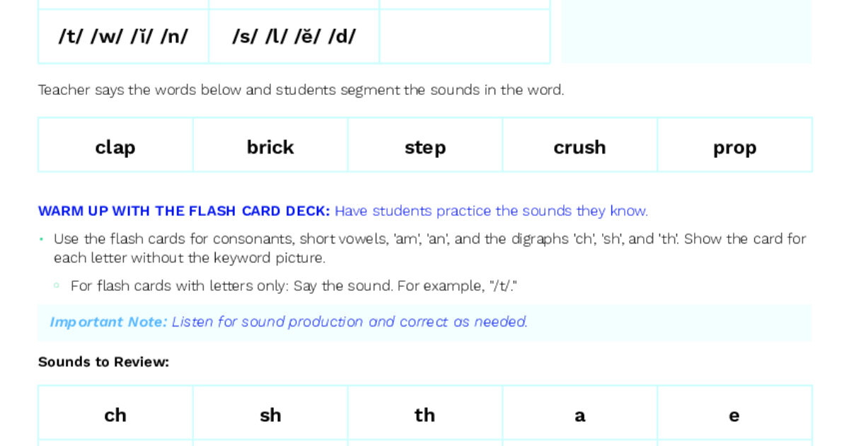 Reading Universe | Lesson Plan for Beginning Blends