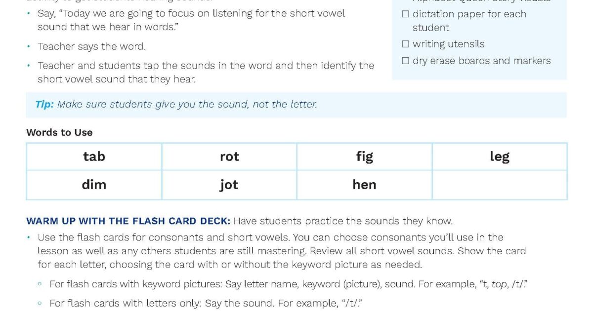 Reading Universe | Lesson Plan for Closed Syllables