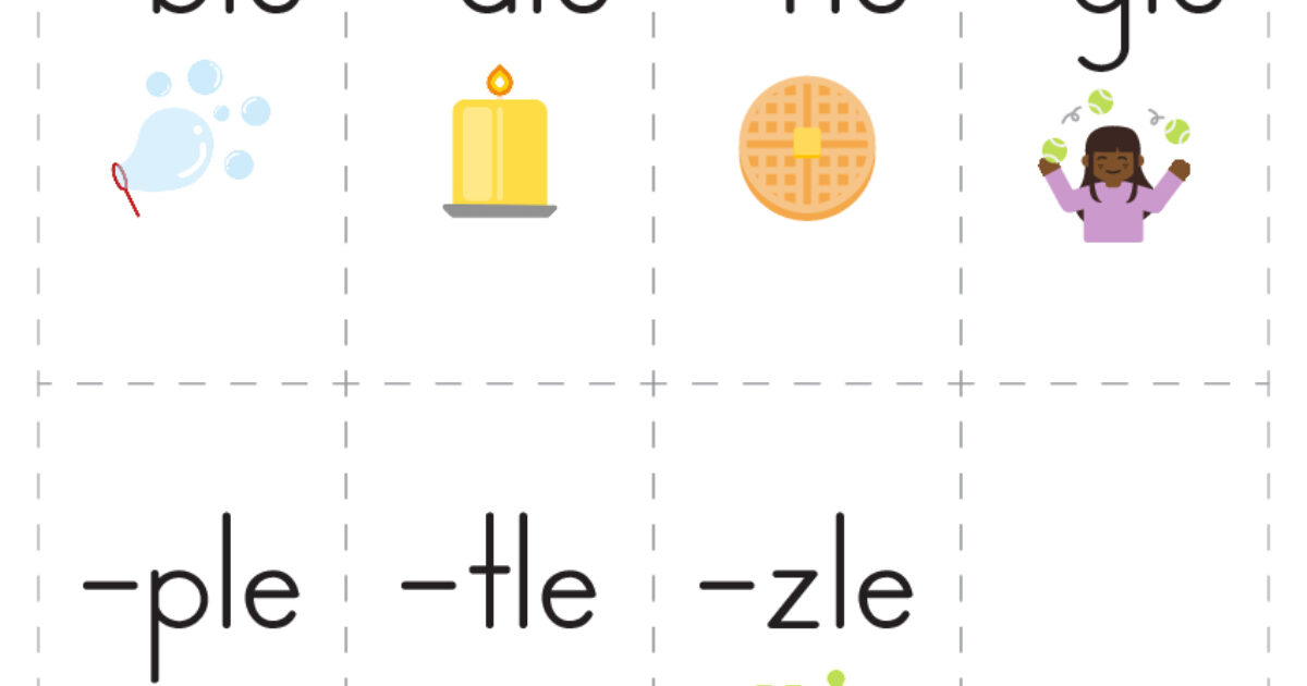 Reading Universe | Consonant '-le' Flash Cards with Pictures