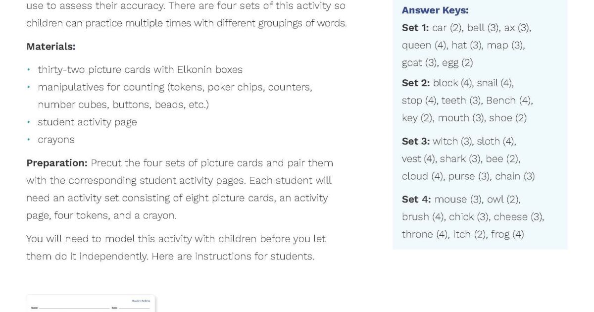 Reading Universe | Student Practice Activity: Count the Phonemes