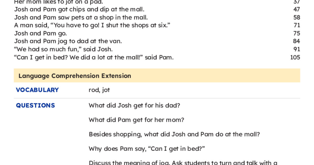 Reading Universe | Decodable — Josh and Pam Shop