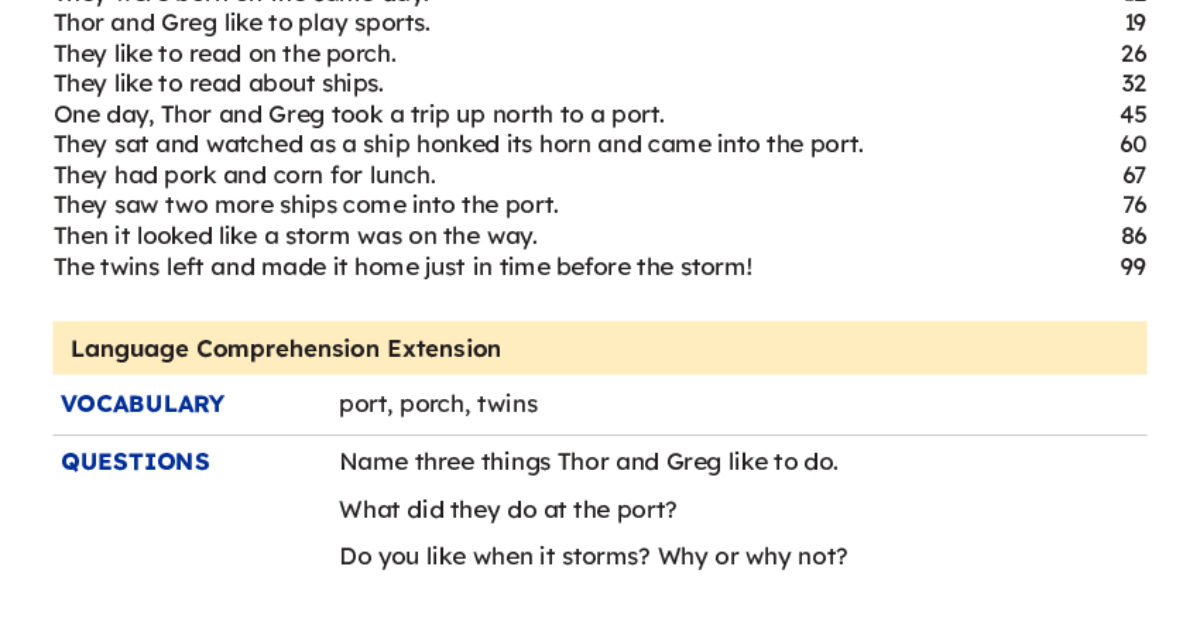 Reading Universe | Decodable — Thor and Greg