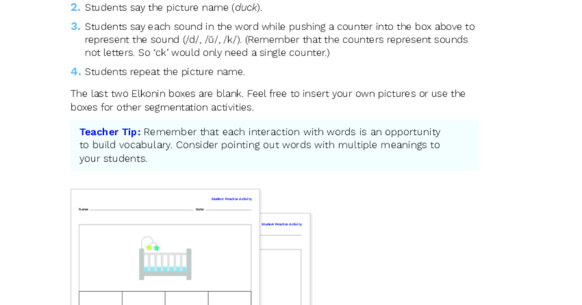 Reading Universe | Elkonin Box for Blends Activity