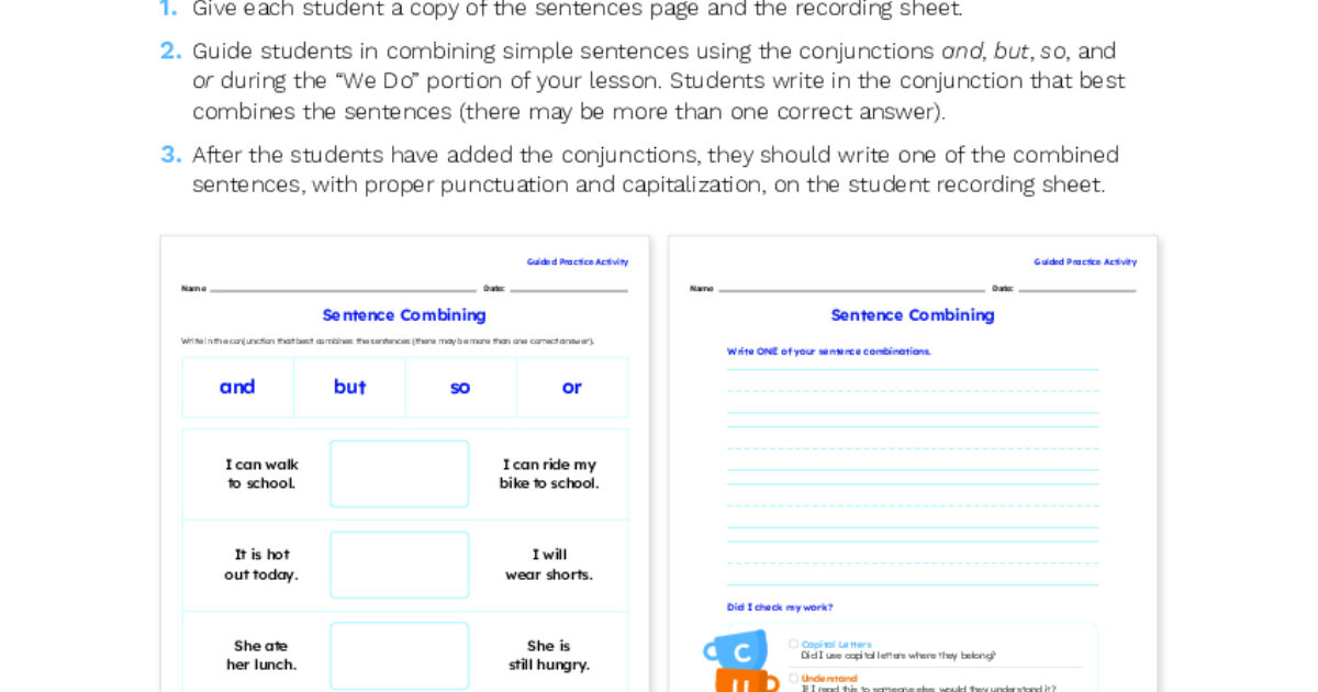 Reading Universe | Guided Practice: Sentence Combining with…