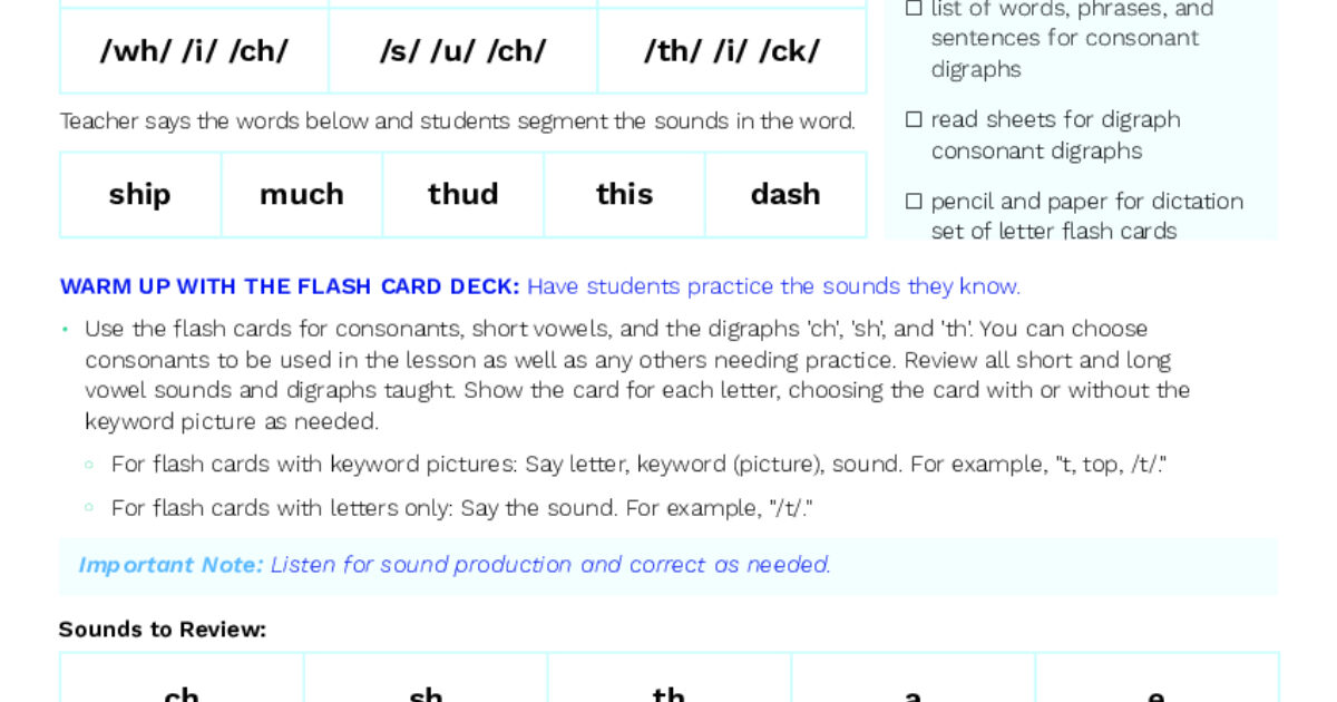 Reading Universe | Lesson Plan for Reviewing Consonant Digraphs ‘ch’,…