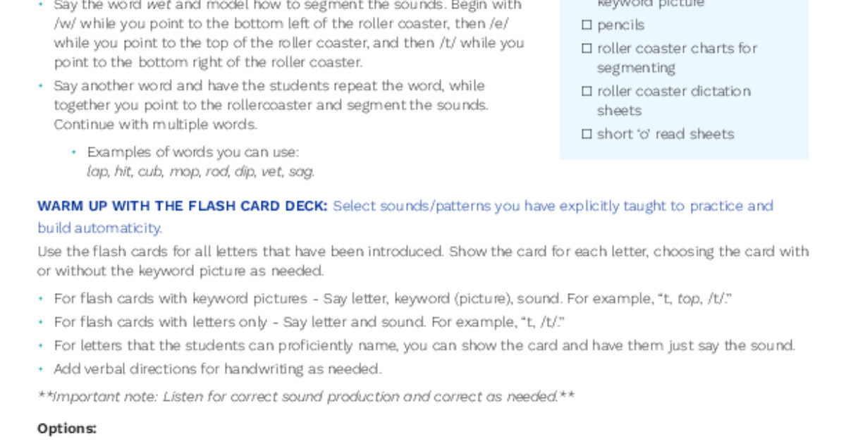Reading Universe | Lesson Plan for Focusing on Short 'o'