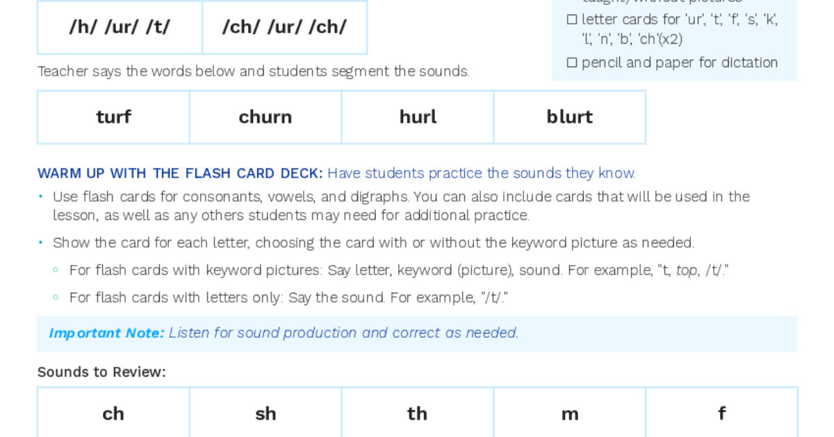 Reading Universe | Lesson Plan for R-Controlled ‘ur’