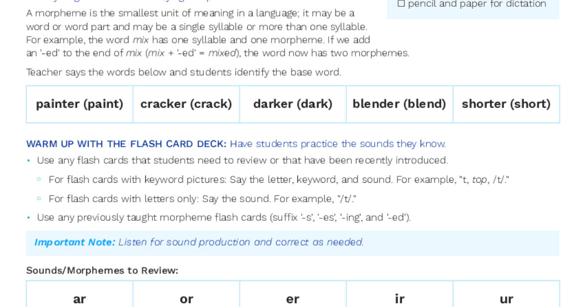 Reading Universe | Lesson Plan for the Suffix '-er'
