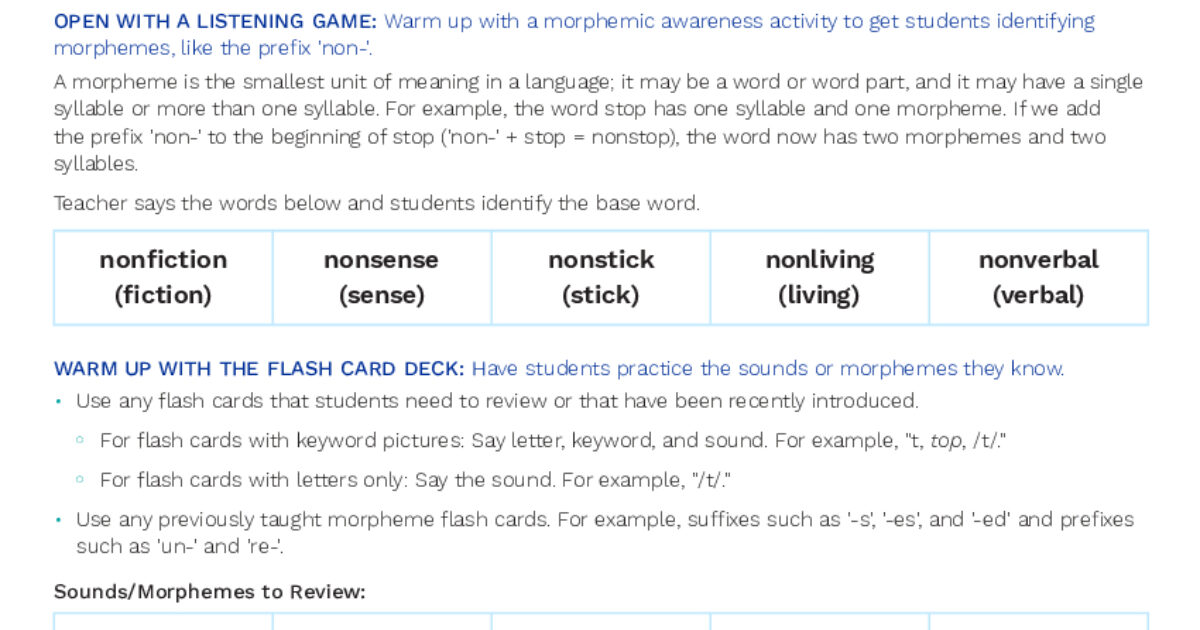 Reading Universe | Lesson Plan for the Prefix 'non-'