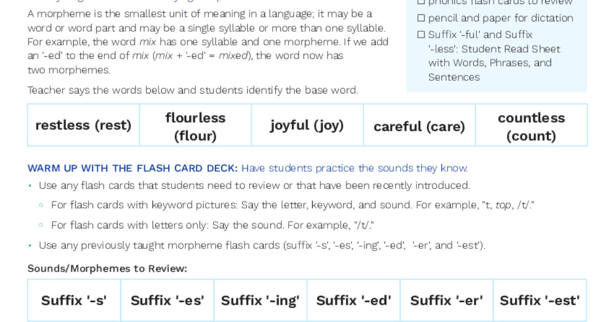Reading Universe | Lesson Plan for the Suffixes '-ful' and Suffix…