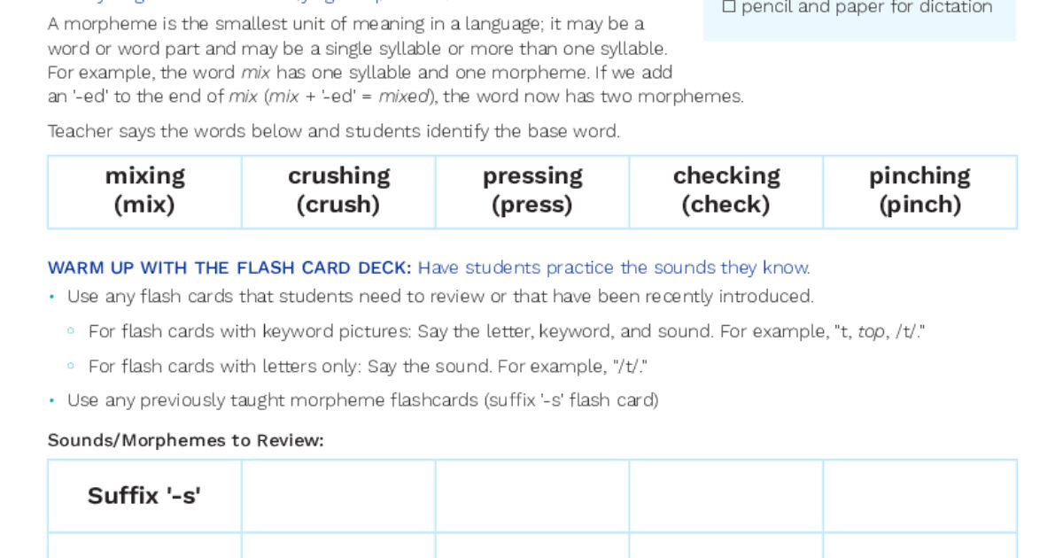 Reading Universe | Lesson Plan for the Suffix '-ing'