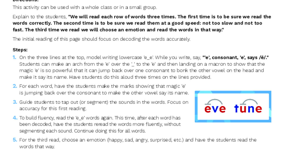 Reading Universe | Magic 'e' Read Sheet with Words for ‘e_e' and 'u_e'