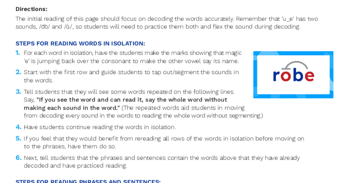 Reading Universe | Mixed Magic 'e' Read Sheet with Words, Phrases