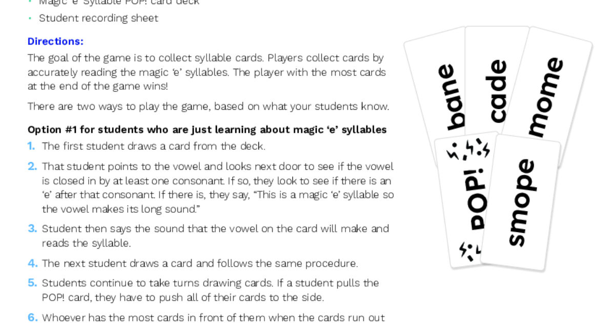 Reading Universe | Magic 'e' Syllable POP