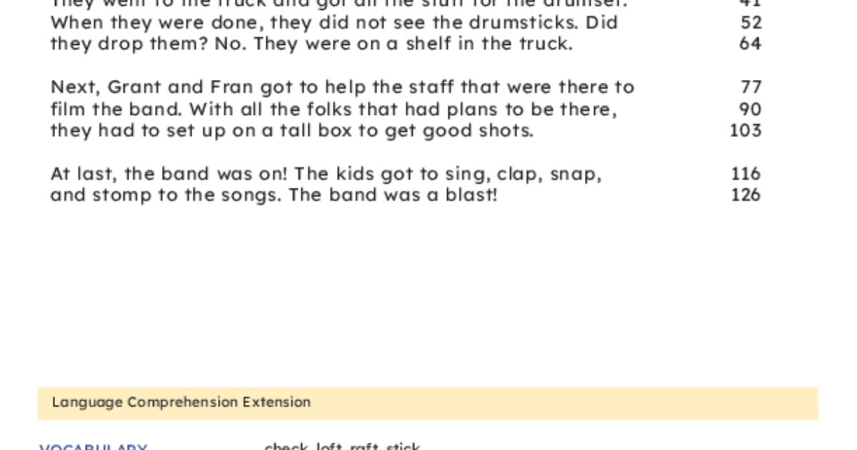 Reading Universe | Decodable — The Band