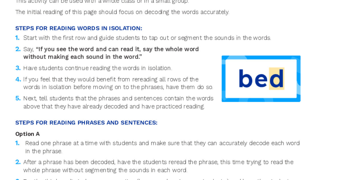 Reading Universe | Open and Closed Syllables: Student Read Sheet with…
