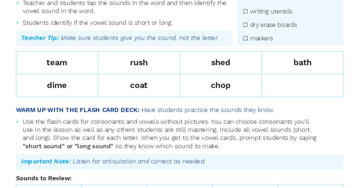 Reading Universe | Lesson Plan for Open Syllables