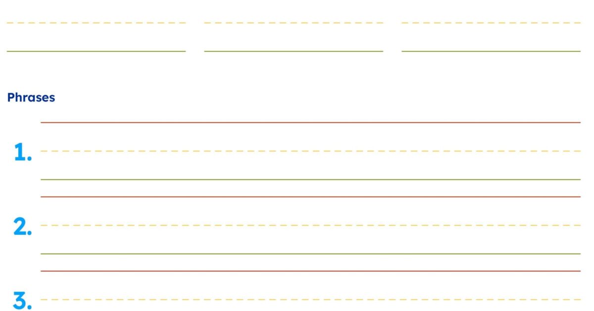 Reading Universe | Phrase and Sentence Dictation Paper