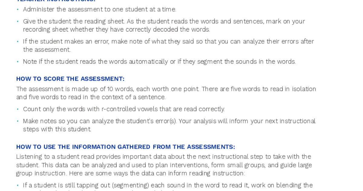 Reading Universe | Reading Assessment for ‘er’, ‘ir’ and ‘ur’