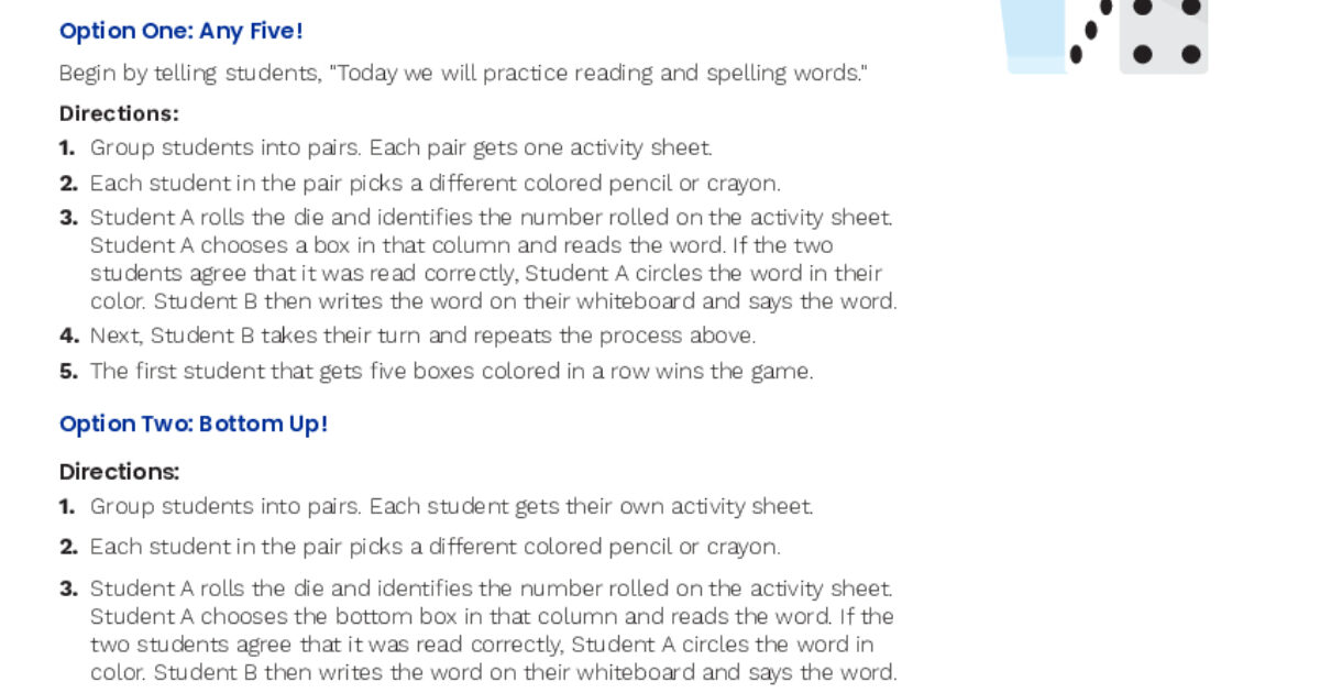 Reading Universe | Roll & Read with Glued Sounds -an, -am, -all