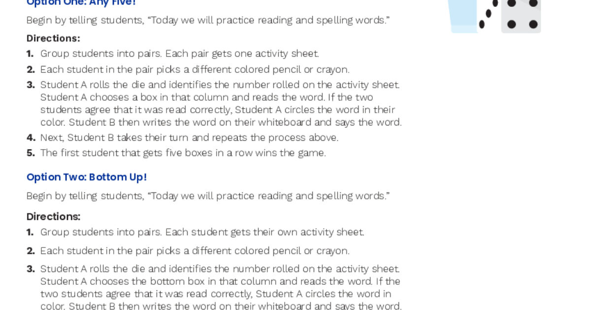 Reading Universe | Roll and Read with Glued Sounds -ng, -nk