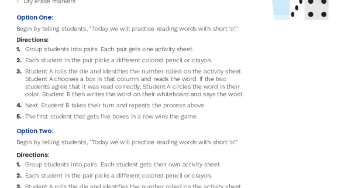 Reading Universe | Short 'o' Roll and Read