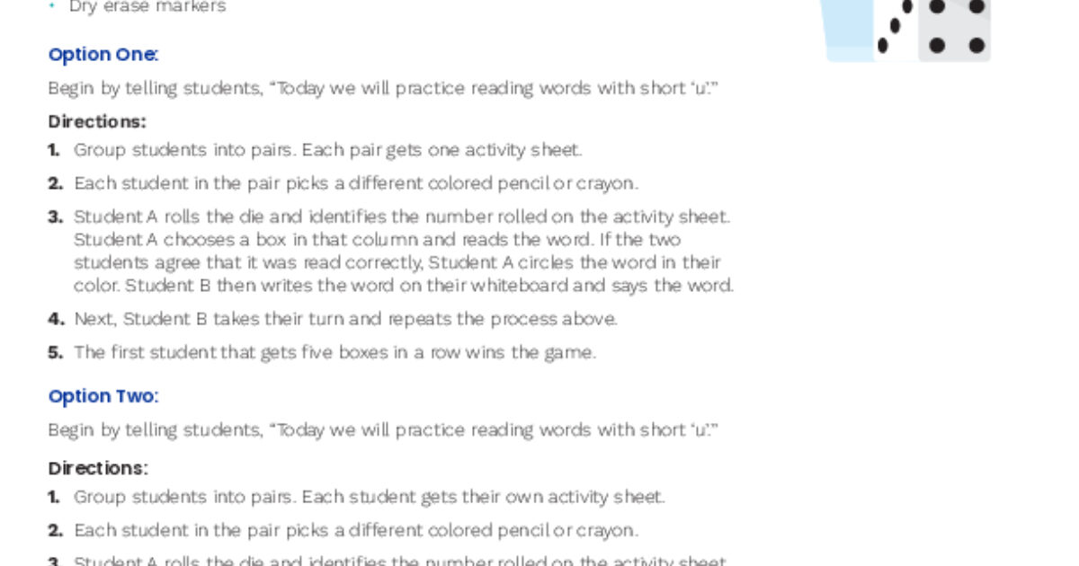 Reading Universe | Short 'u' Roll and Read