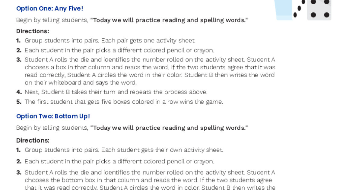 Reading Universe | Roll and Read with Beginning Blends Activity