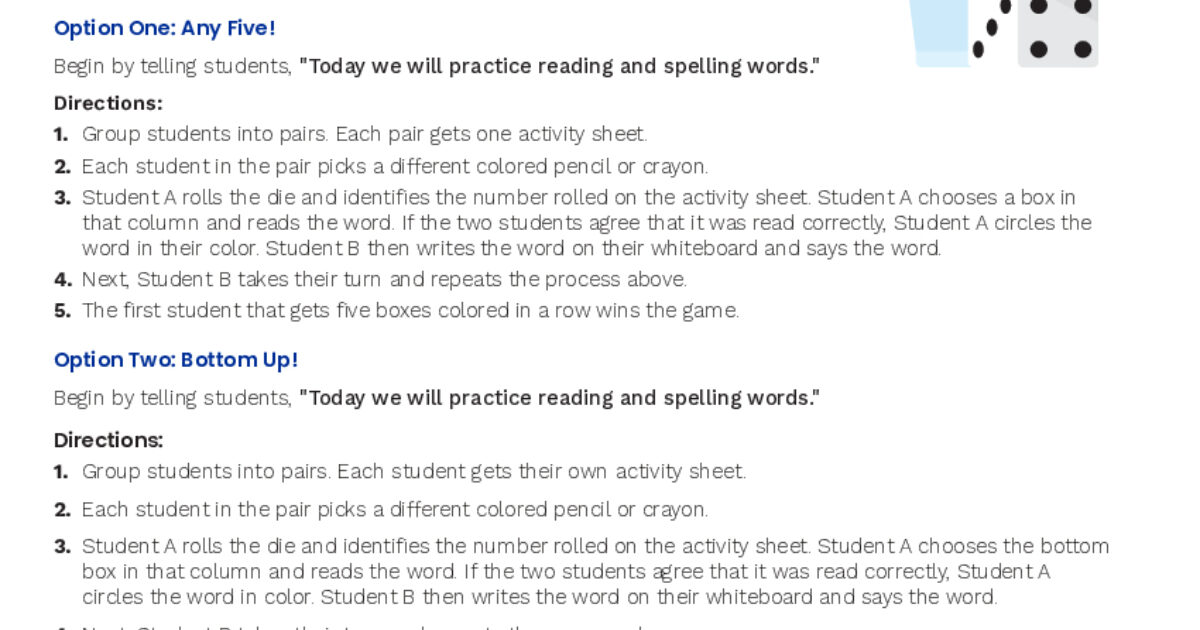 Reading Universe | Roll and Read: VV Pattern in Multisyllabic Words