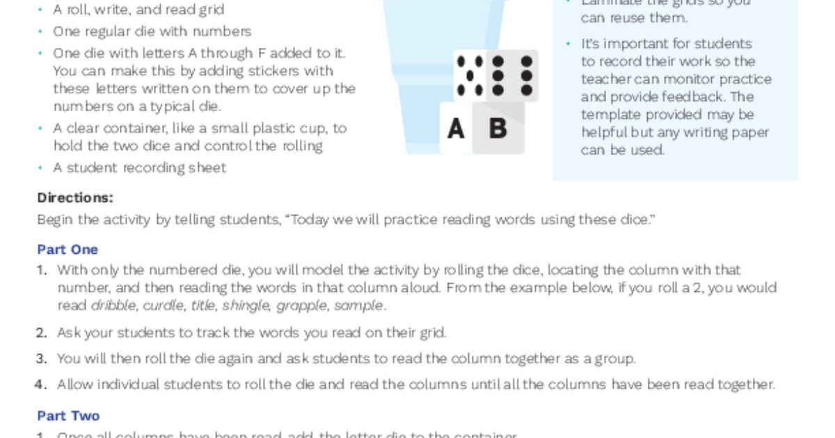 Reading Universe | Roll, Write, and Read with Consonant '-le' Pattern