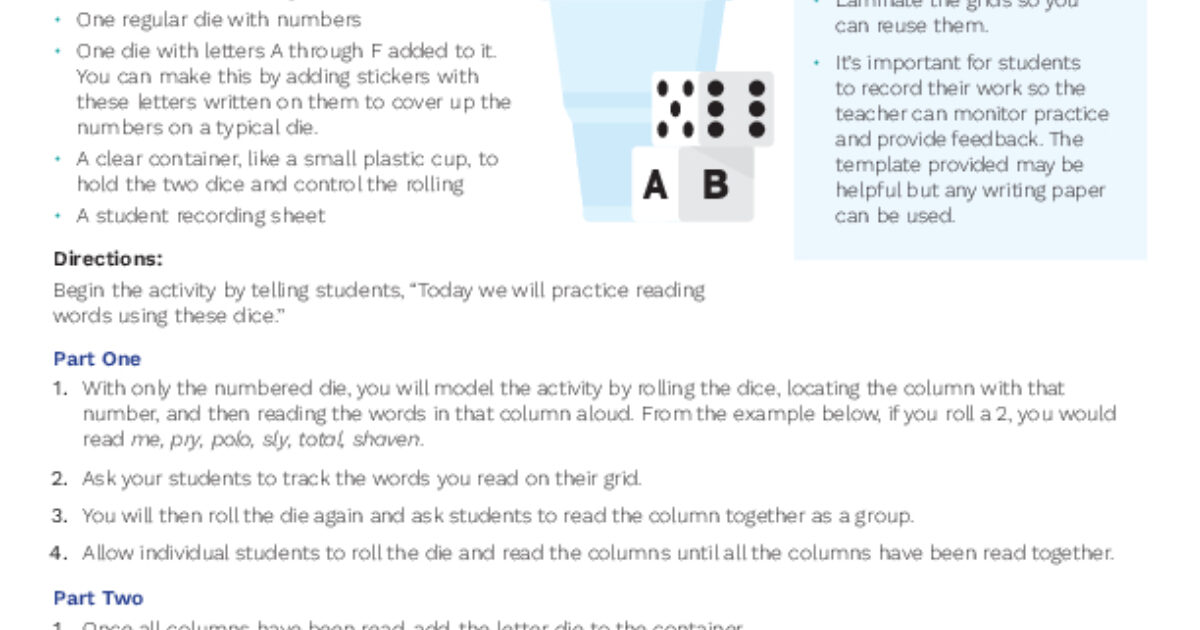 Reading Universe | Roll, Write, and Read with Open Syllables