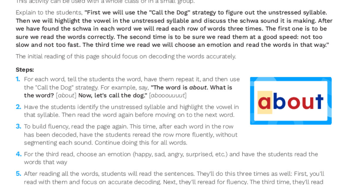 Reading Universe | Schwa Words that Start or End with an ‘a’: Read…