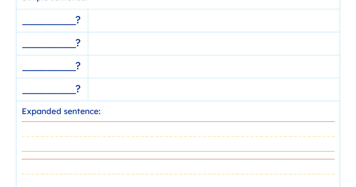 Reading Universe | Sentence Expansion Blank Worksheet