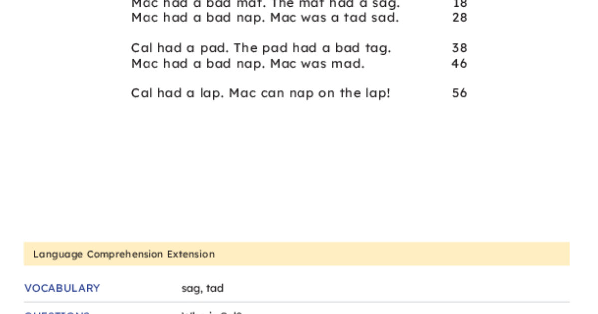 Reading Universe | Decodable — Mac the Cat