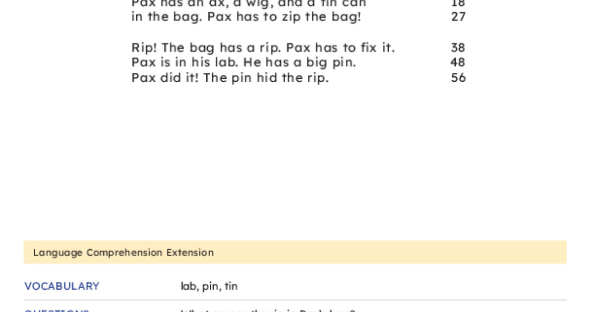 Reading Universe | Decodable — A Rip in the Bag