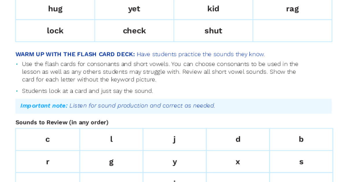 Reading Universe | Lesson Plan: Short vs. Long Vowels