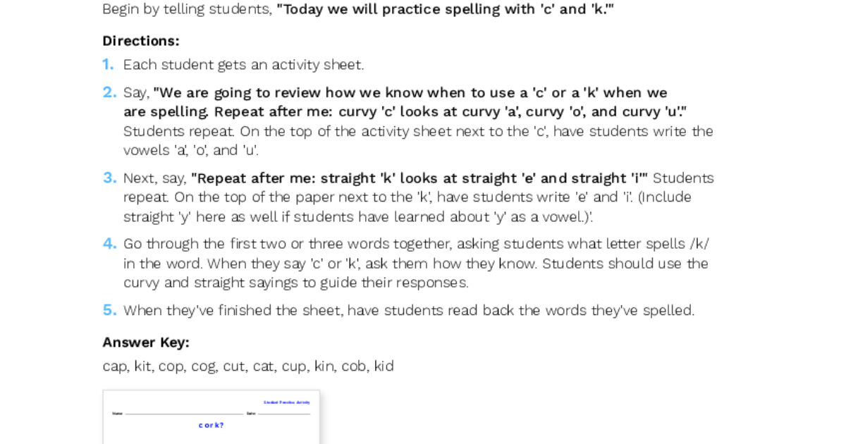 Reading Universe | Spelling Practice: ‘c’ or ‘k’ with Short Vowels