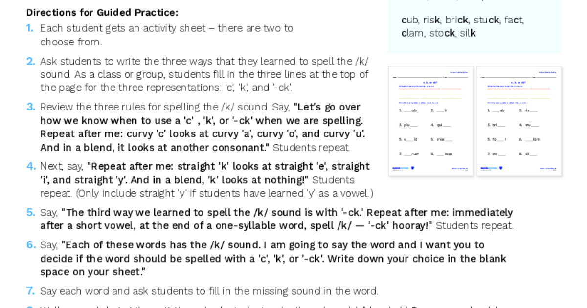 Reading Universe | Spelling with 'c', 'k', and '-ck’