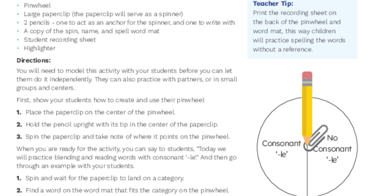 Reading Universe | Spin, Name, and Spell with Consonant-le Syllables