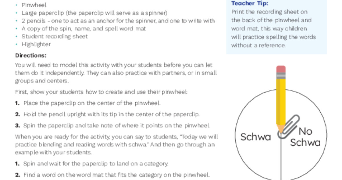 Reading Universe | Spin, Name, and Spell with Schwa