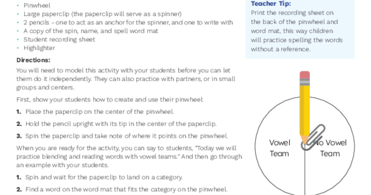Reading Universe | Spin, Name, and Spell with Vowel Teams